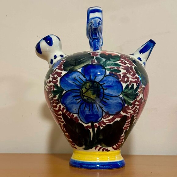 Dining | Vintage Glazed Spanish Majolica Double Spout Botijo Water Jug ...